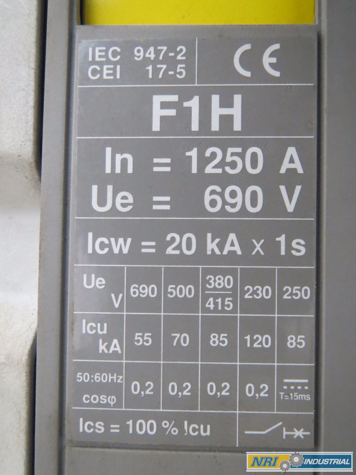 ABB F1H SACE F1 CIRCUIT BREAKER SWITCHGEAR For Sale | Aucto