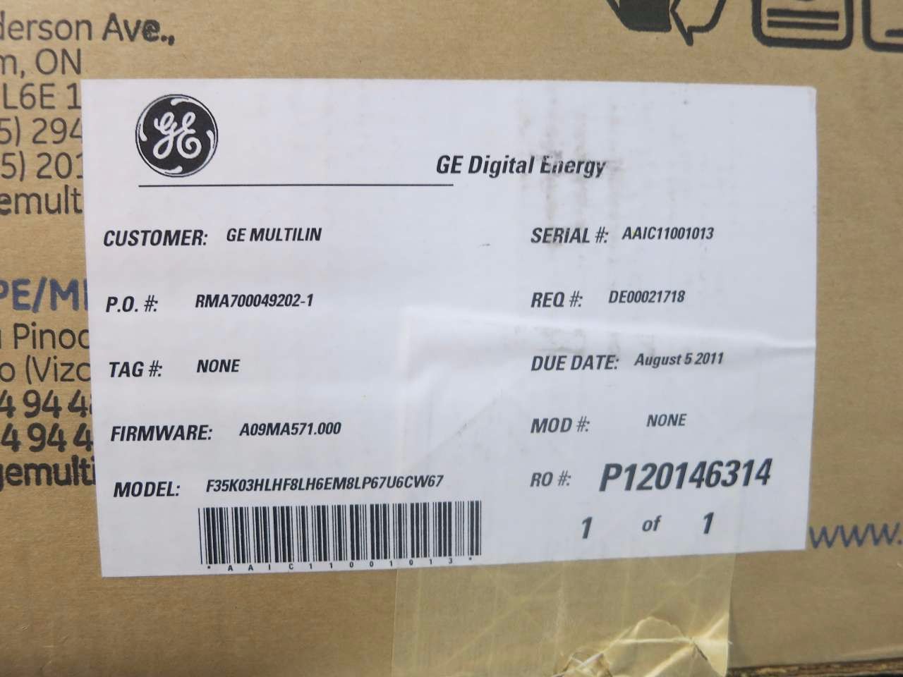 GENERAL ELECTRIC MULTIPLE FEEDER MANAGEMENT RELAY