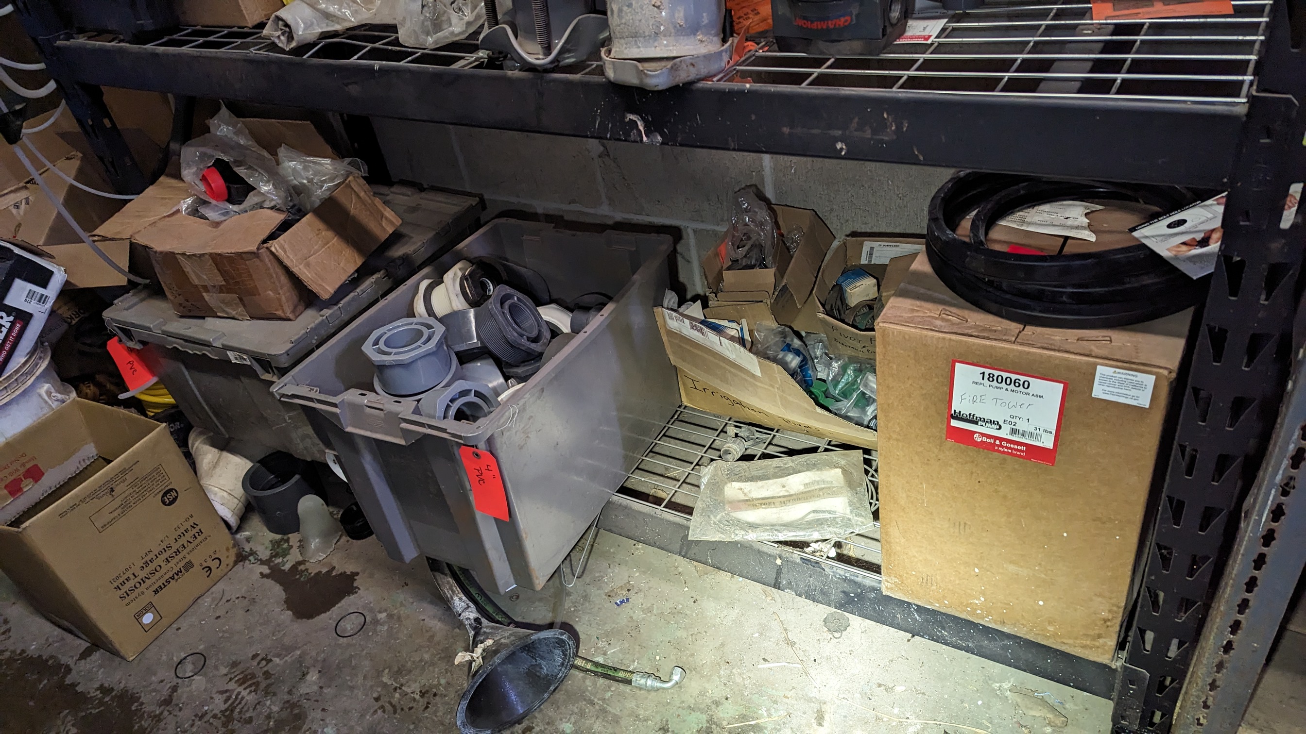 Bulk Lot of Shelves with Valves, Motors, Pumps & More - QTY Contents of ...
