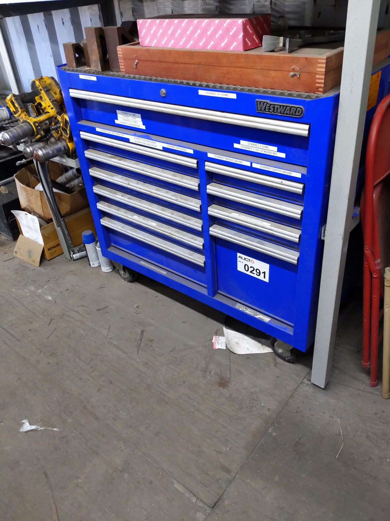 Westward tool box with Starret measuring/ Calibration tools