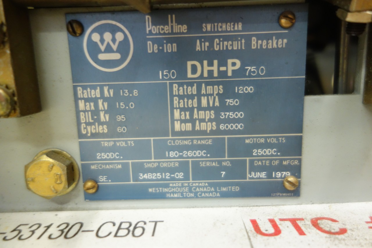 WESTINGHOUSE PORCEL LINE 150 DH-P 750 AIR CIRCUIT BREAKER