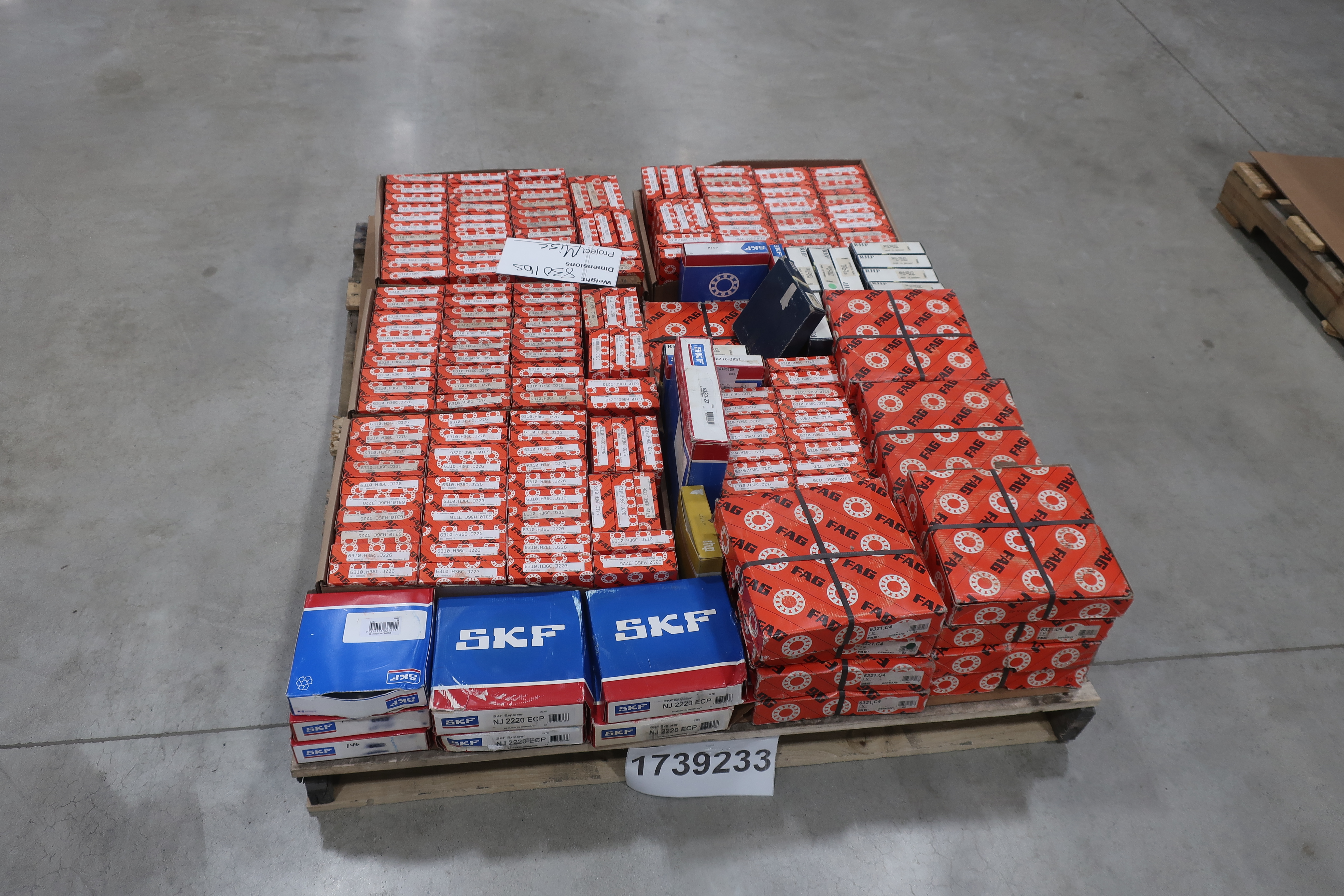 SKU 1739233 - PALLET OF ASSORTED BEARINGS, FAG, SKF, RHP For Sale | Aucto