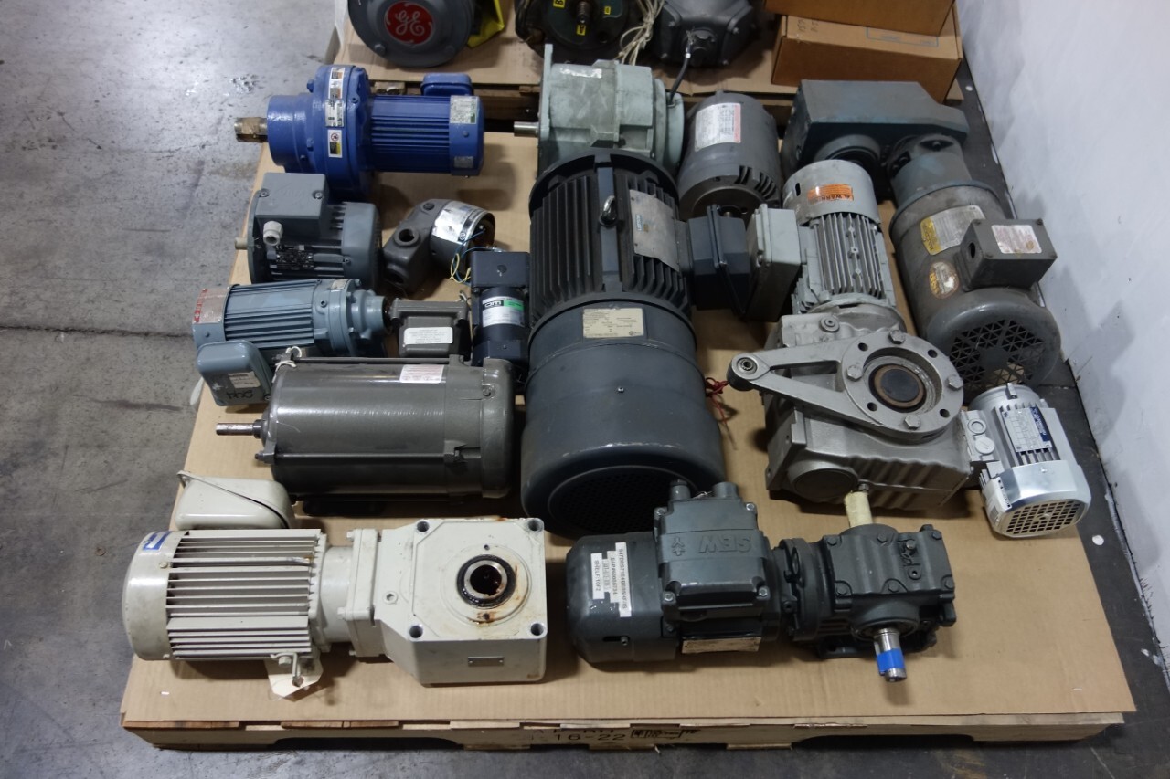 2 PALLETS OF ASSORTED ELECTRIC MOTORS WITH PARTS AND ACCESSORIES