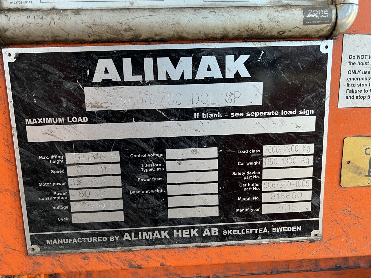 Alimak Scando 450 DOL SP construction hoist 4400lb