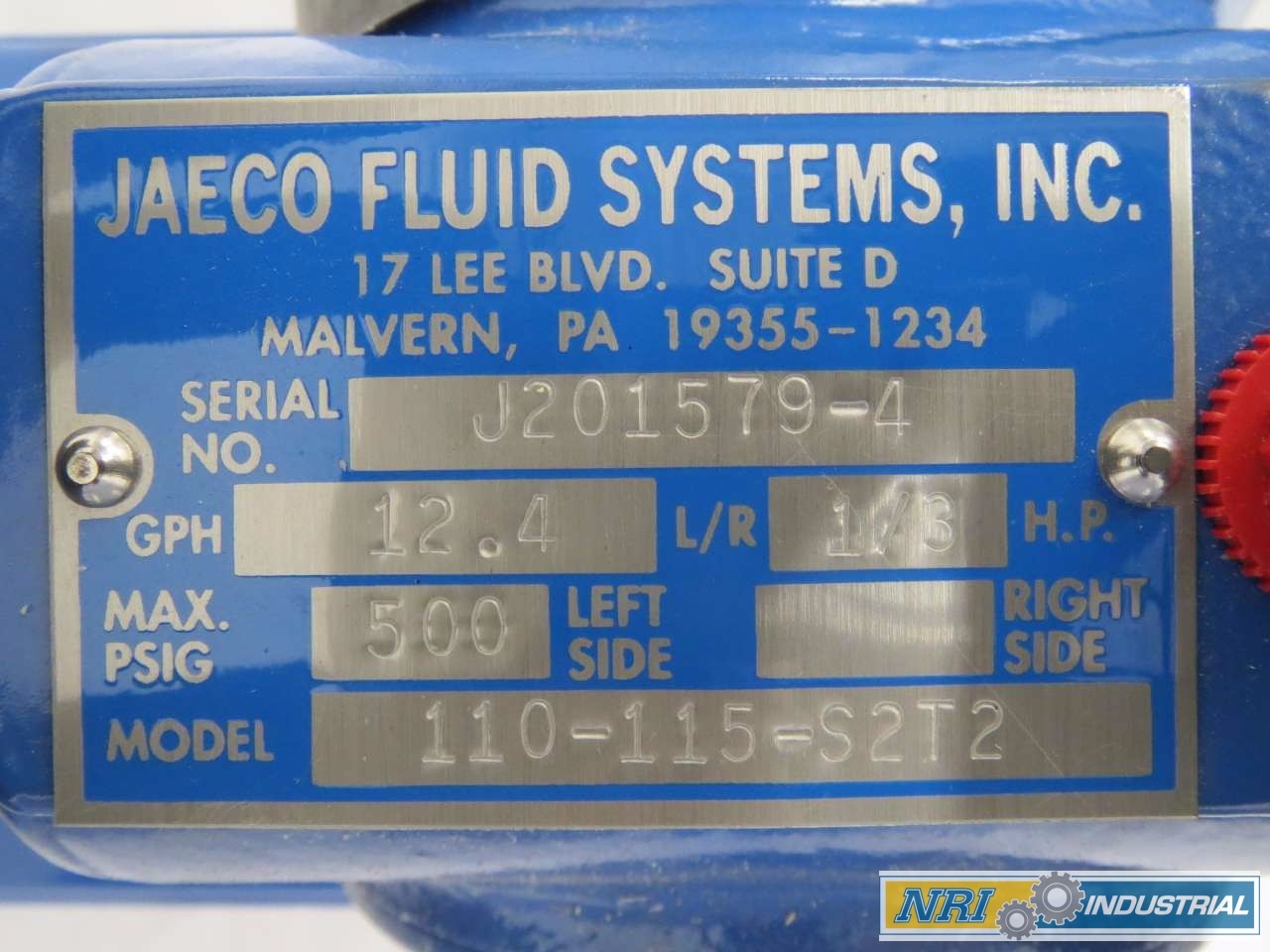 JAECO 110-115-S2T2 1/3HP SIMPLEX METERING PUMP