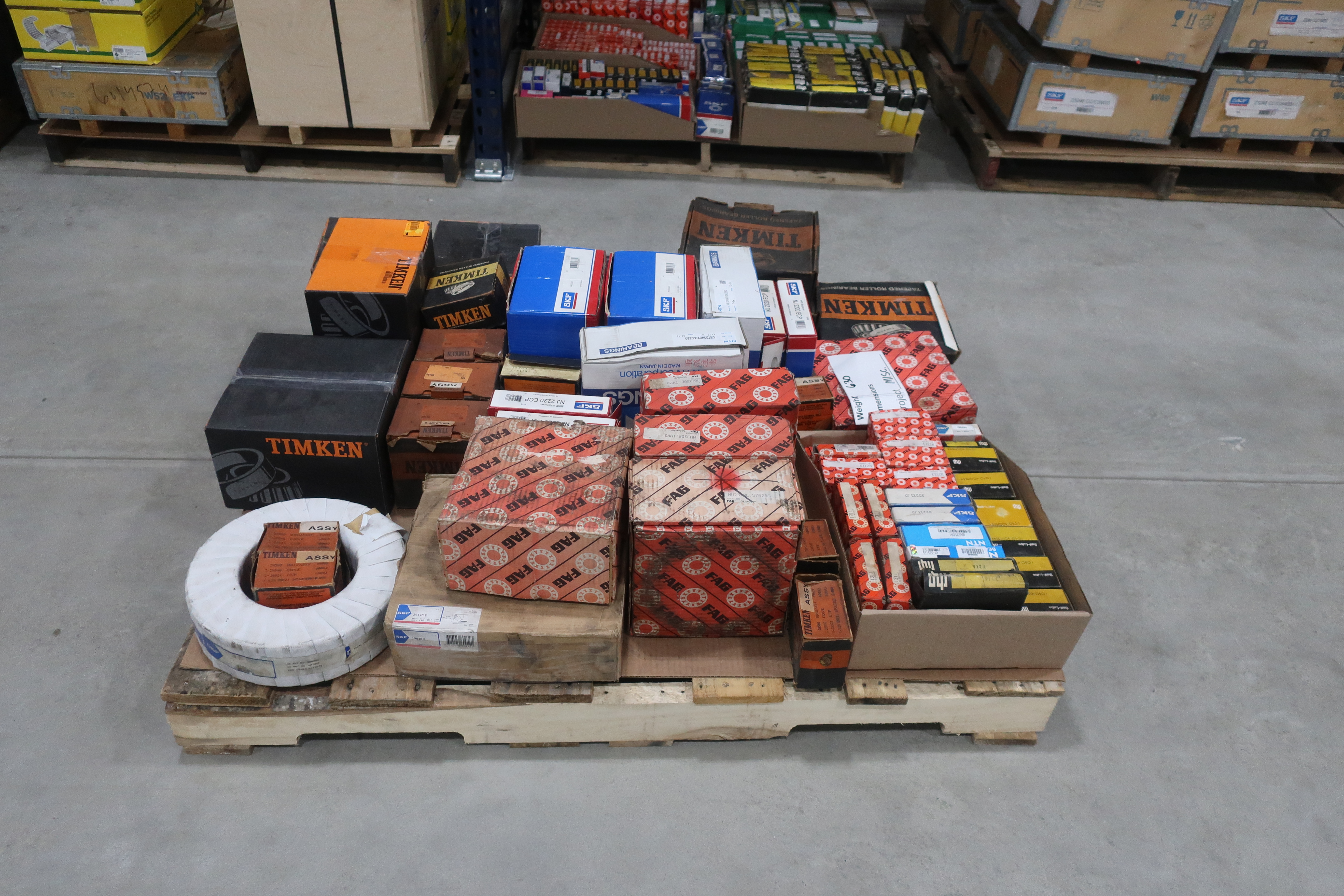 SKU 1738303 - PALLET OF ASSORTED ROLLER BEARINGS, TIMKEN, FAG, SKF, NTN ...