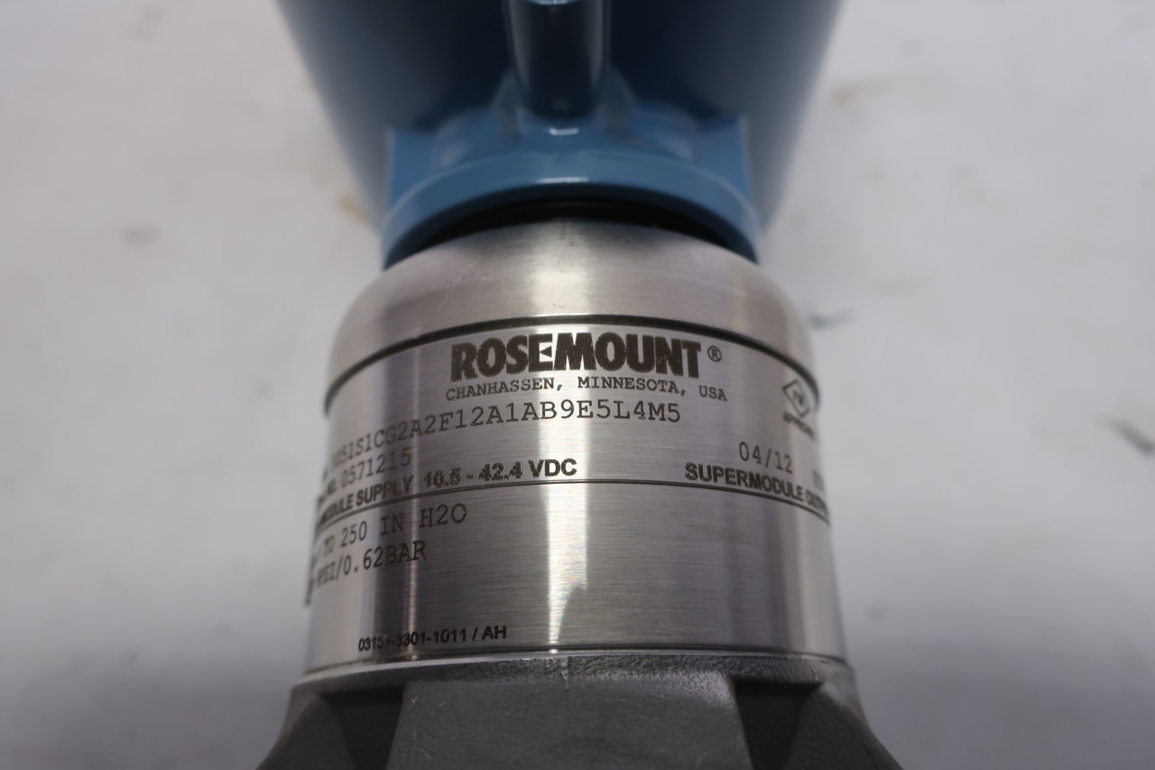 ROSEMOUNT 3051S1CG2A2F12A1AB9E5L4M5 0-250IN-H2O 10.5-42.4V-DC GAGE ...