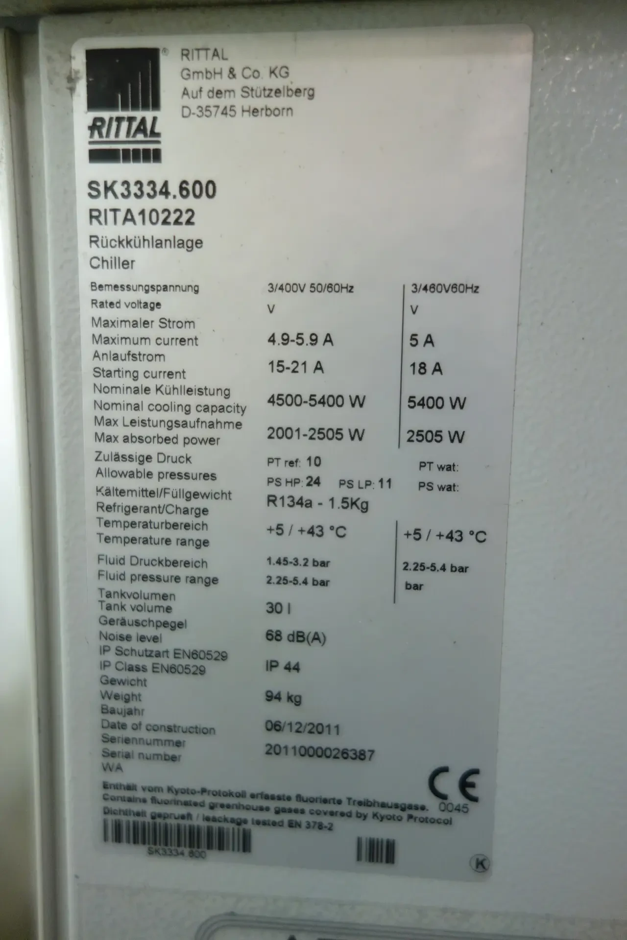 LOT OF 2 RITTAL SK3334.60 CHILLER For Sale | Aucto