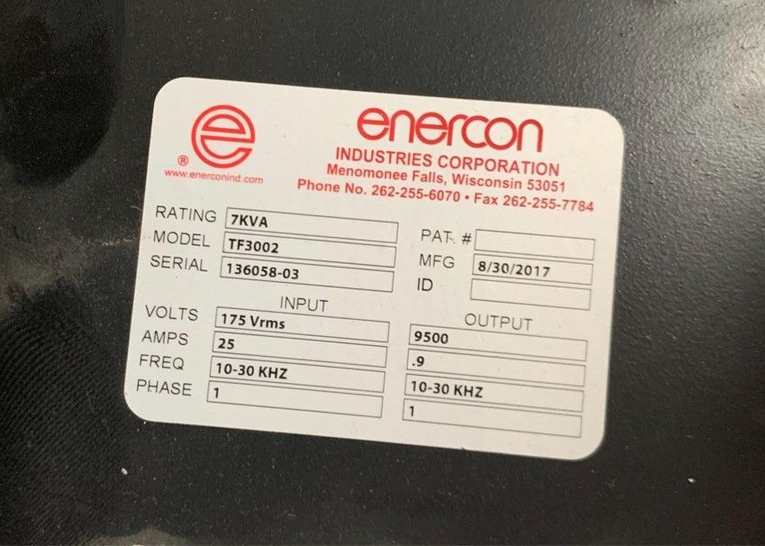 2017 ENERCON TF3002 PLASMA GENERATOR POWER SUPPLY MODULE