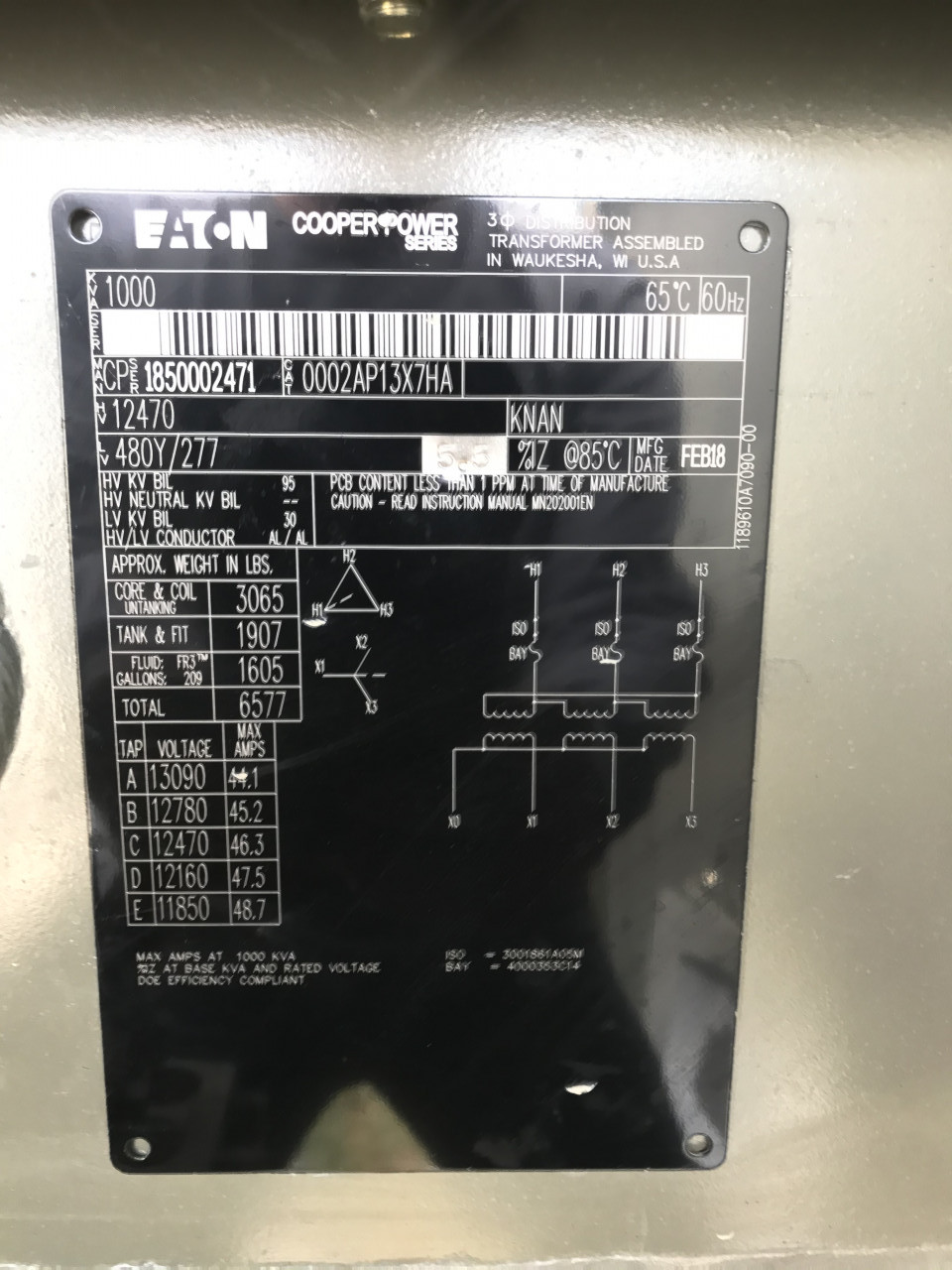 Eaton Cooper Power Series 300KVA Transformer