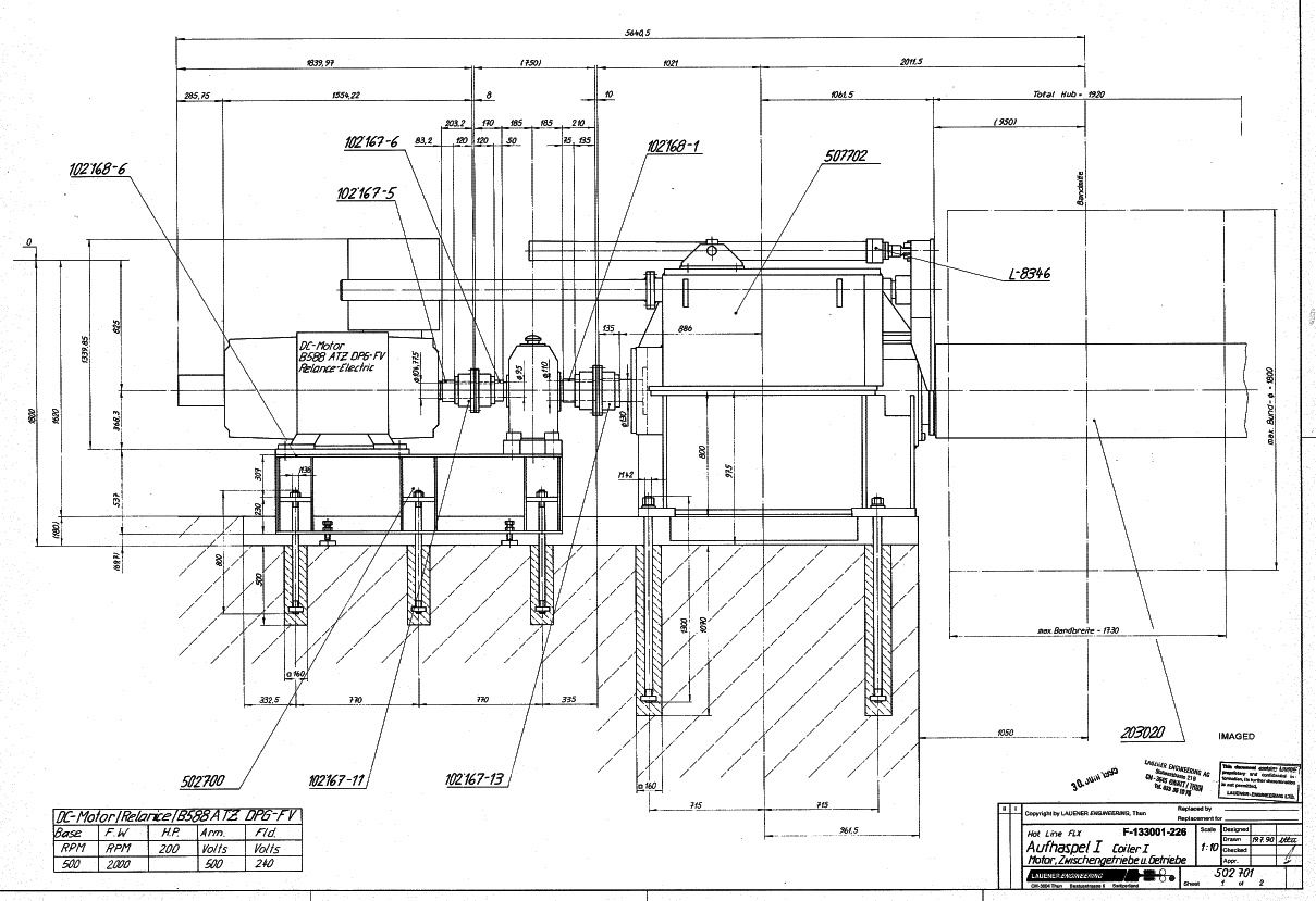 COILER WITH RELIANCE DC MOTOR AND JAHNCO GEARBOX