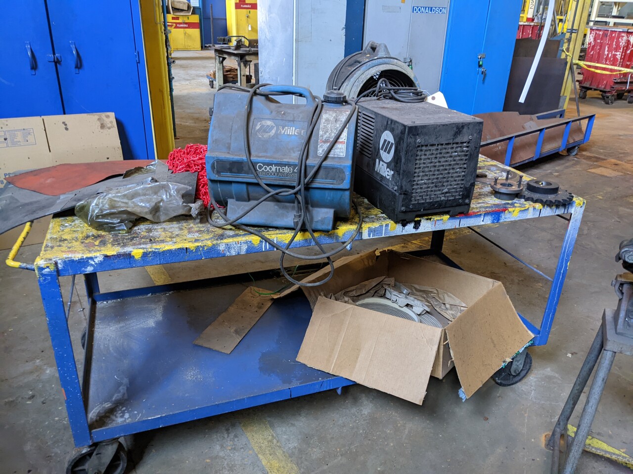 LOT OF 3 MILLER COOLMATE 3 & 4 COOLANT SYSTEMS WITH TABLE