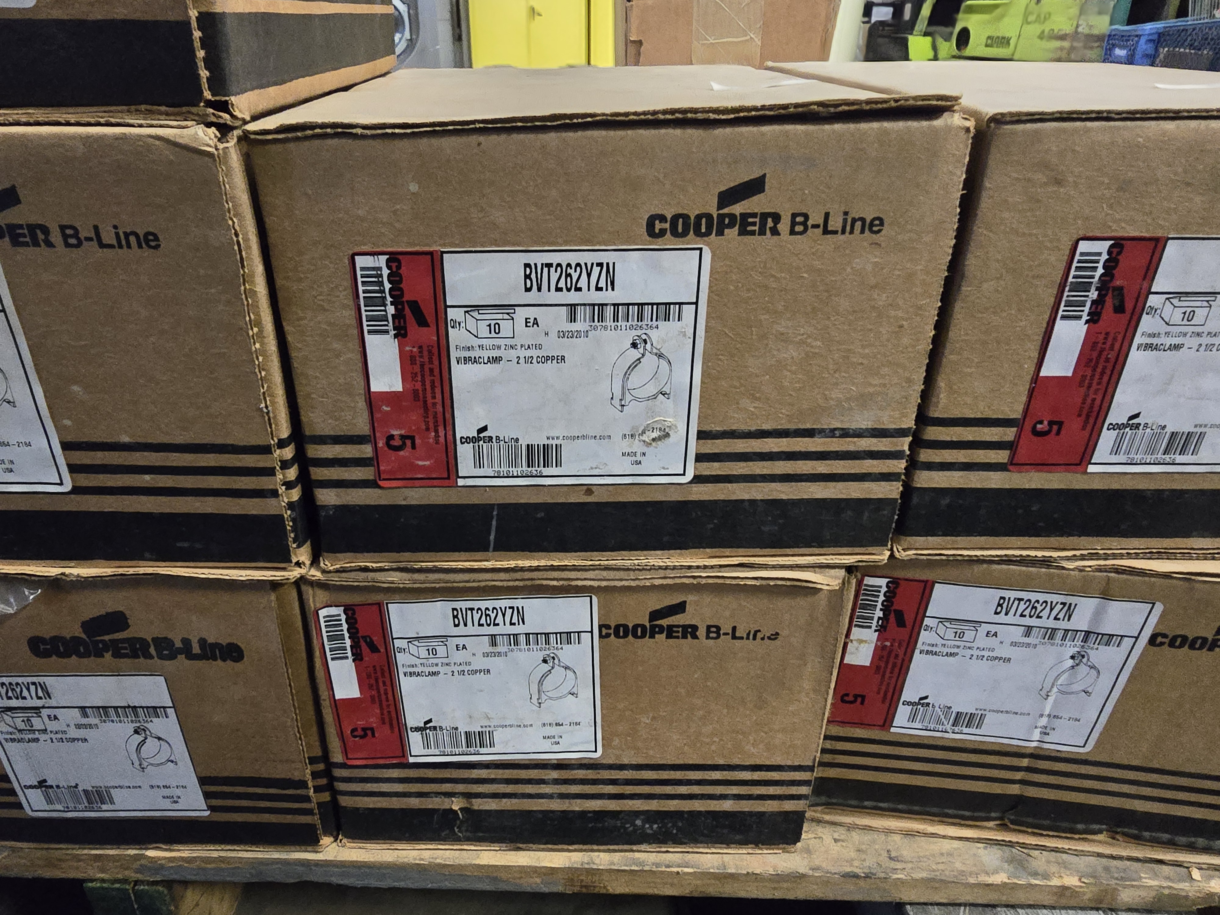LOT OF 11 BOXES OF COOPER B-LINE BVT262YZN VIBRA CLAMPS For Sale | Aucto