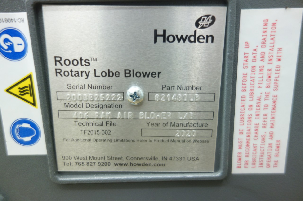 HOWDEN ROOTS 406 RAM ROTARY LOBE BLOWER