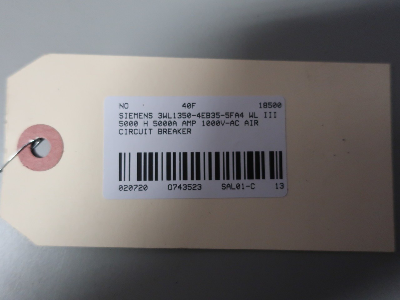 SIEMENS 3WL1350-4EB35-5FA4 CUBICLEBUS WL III 5000A AMP BREAKER For Sale ...