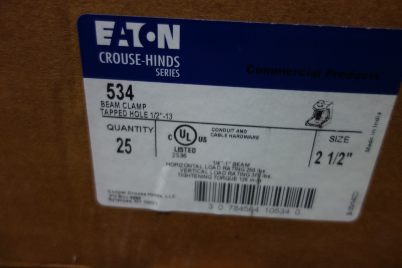 LOT OF EATON CONDUIT BEAM CLAMPS