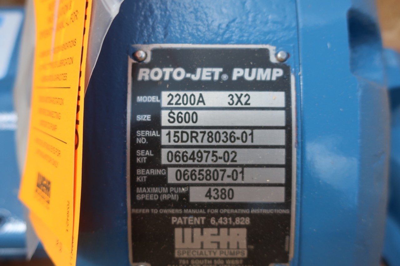 WEIR ROTO-JET 2200A 3X2 S600 PUMP 4380RPM