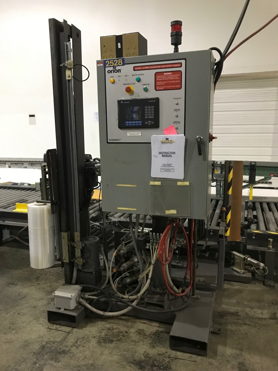 Fully Automatic Stretch wrapper with 15 ft powered infeed & rollers