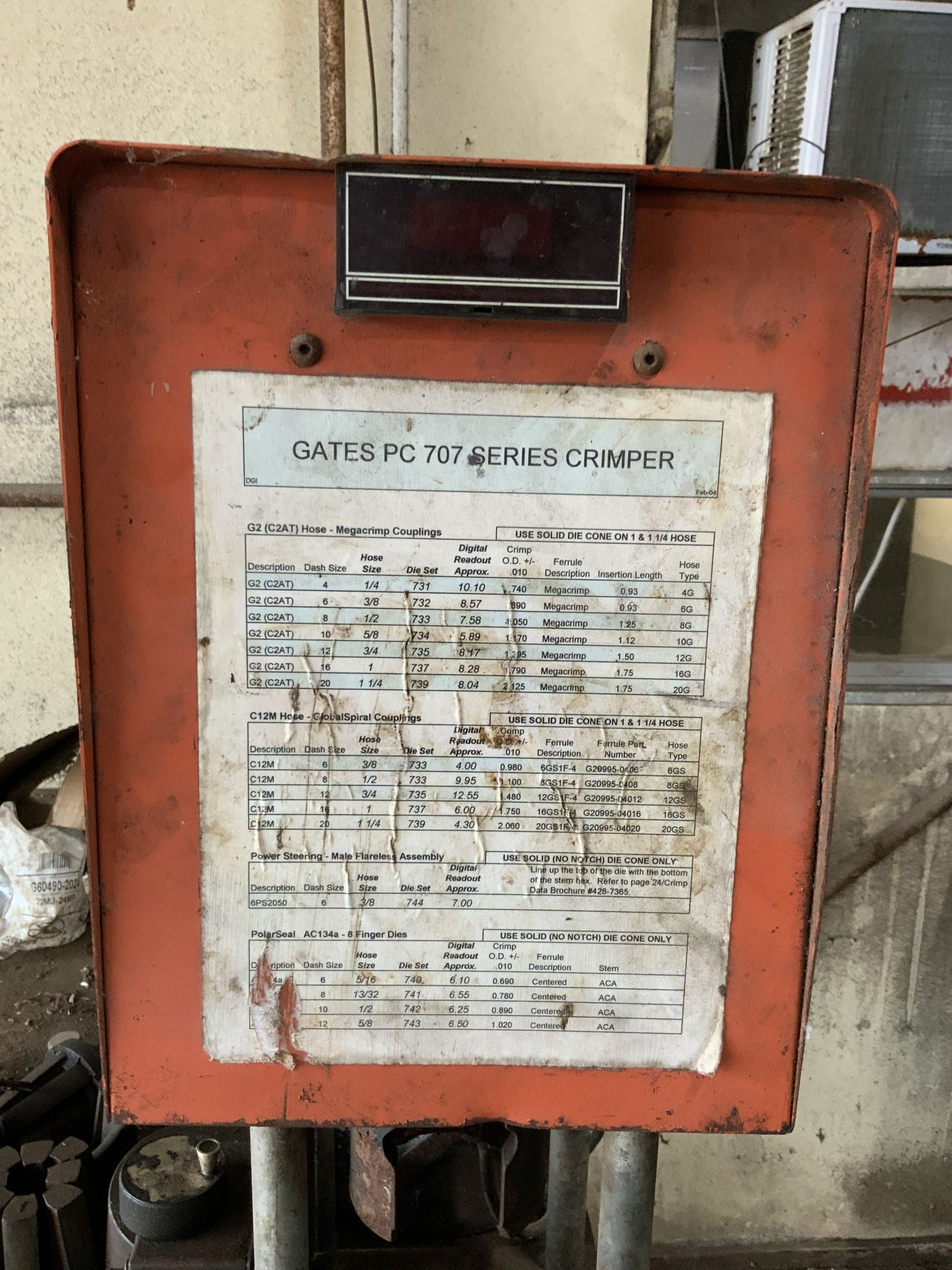 GATES PC 707 HYDRAULIC CRIMPER WITH TABLE