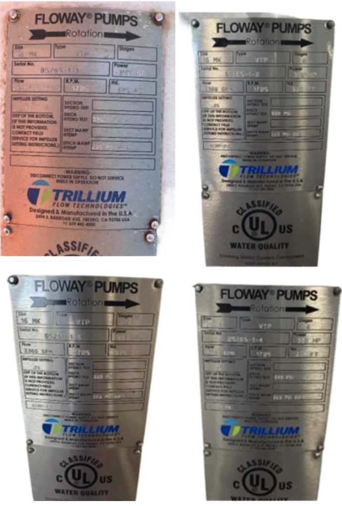 Bulk Lot of QTY 4 Trillium Vertical Turbine Pumps For Sale | Aucto