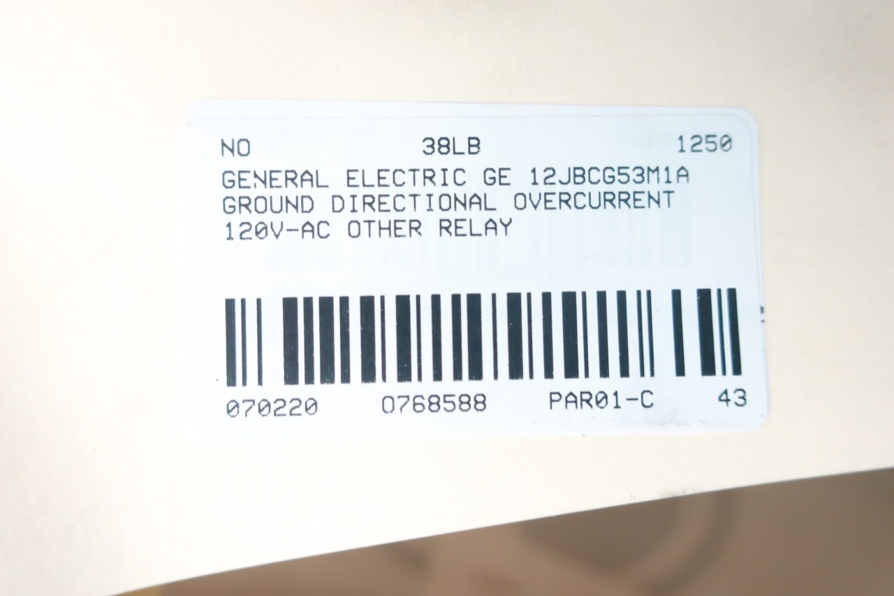 GE 12JBCG53M1A GROUND DIRECTIONAL OVERCURRENT RELAY