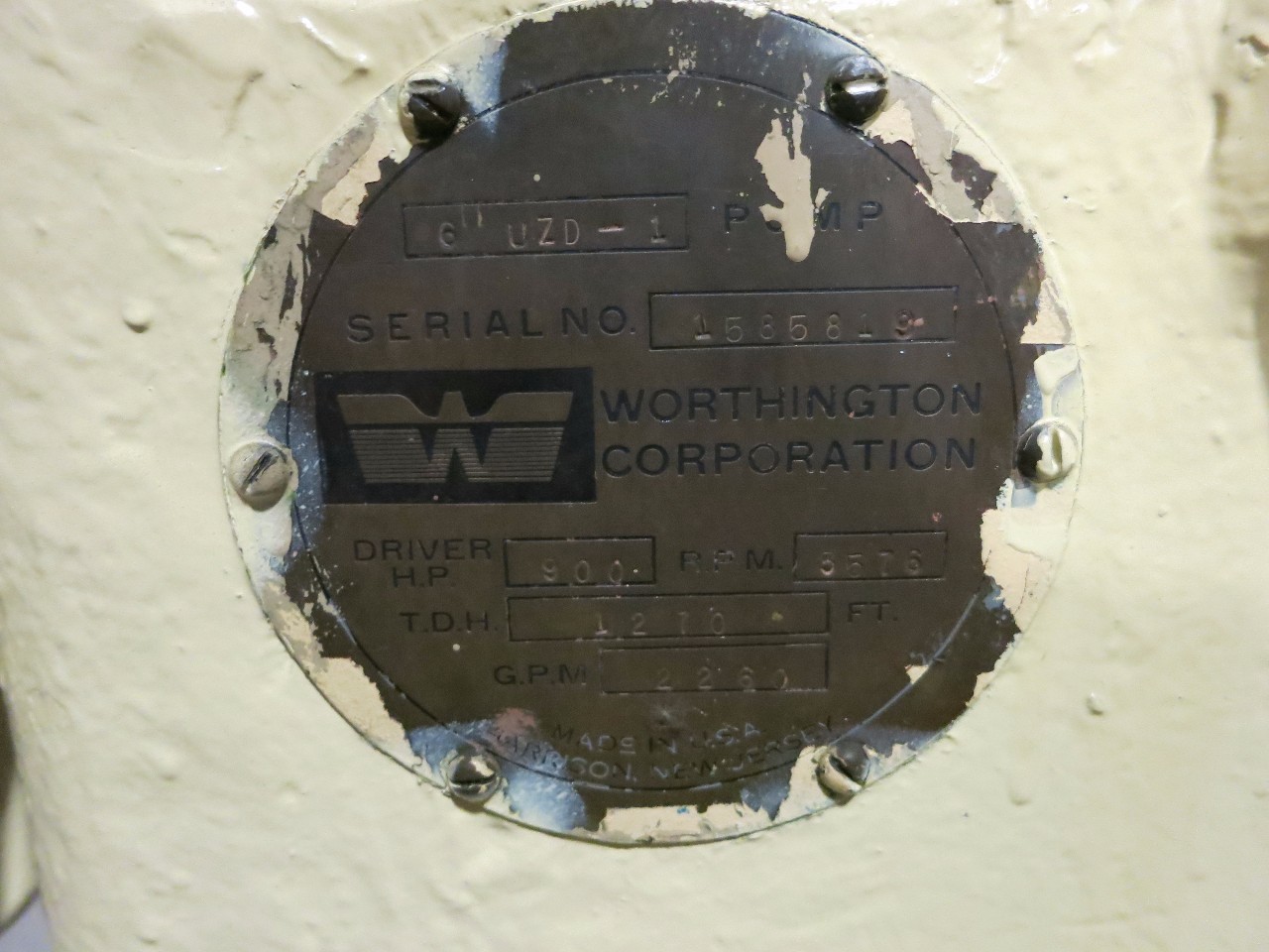 WORTHINGTON 6 UZD-1 PUMP, 2260 GPM For Sale | Aucto