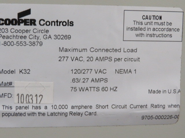 Greengate (Cooper Controls) lighting panel, model K32 – Light Keeper ...