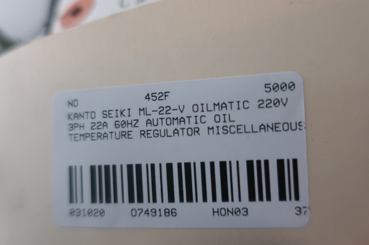 KANTO SEIKI ML 22 V OILMATIC 220V 3PH 22A 60HZ AUTOMATIC OIL ...