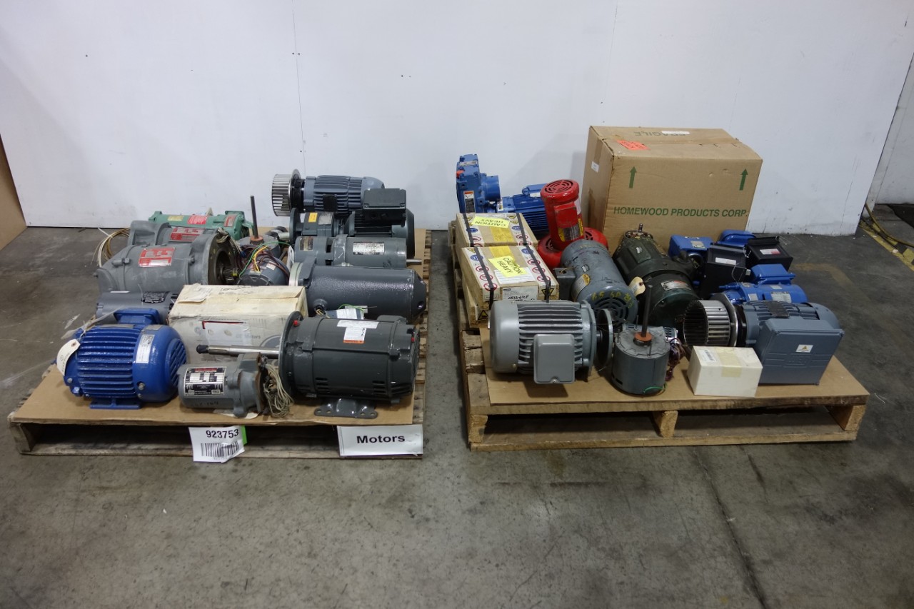 2 PALLETS OF ASSORTED ELECTRIC MOTORS AND ASSORTED MOTOR PARTS AND ...