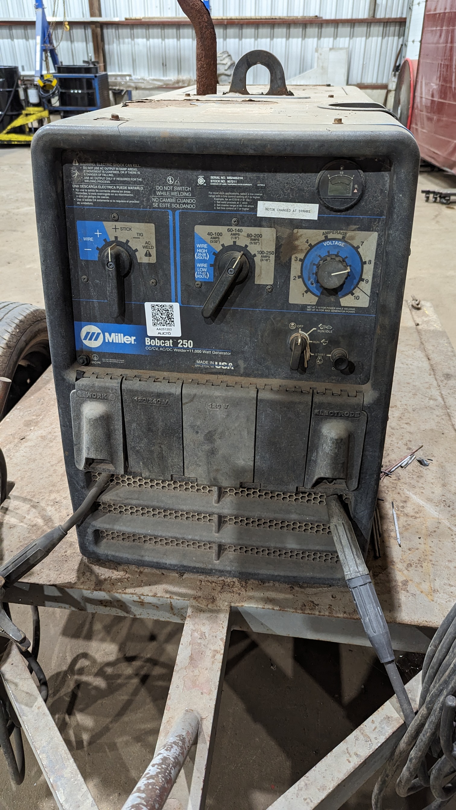 Miller Bobcat 250 AC/DC 11,000 Watt Welder Generator with Towable Cart ...