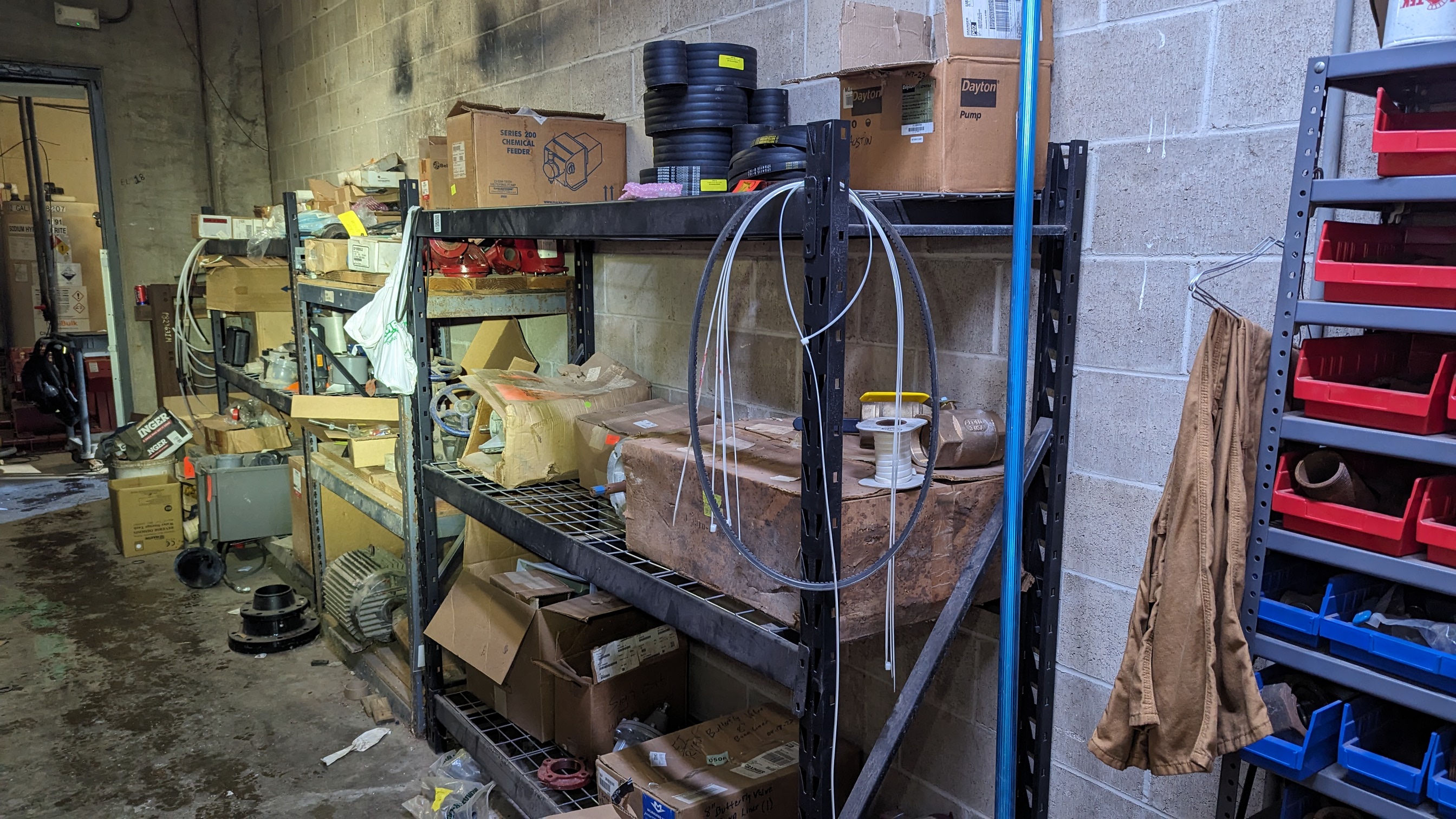 Bulk Lot of Shelves with Valves, Motors, Pumps & More - QTY Contents of ...