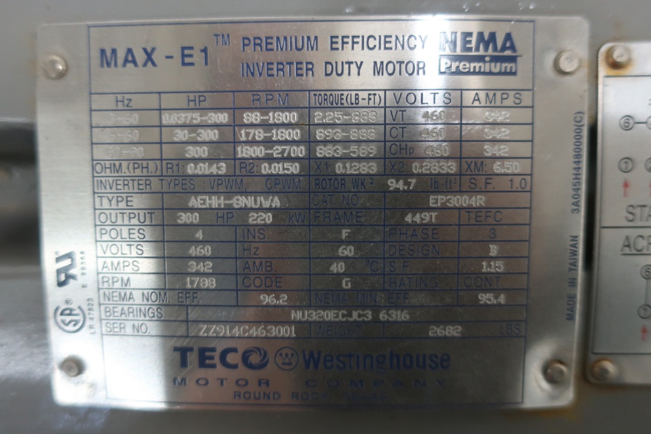 WESTINGHOUSE MAX-E1 EP3004R PREMIUM EFFICIENCY INVERTER DUTY MOTOR