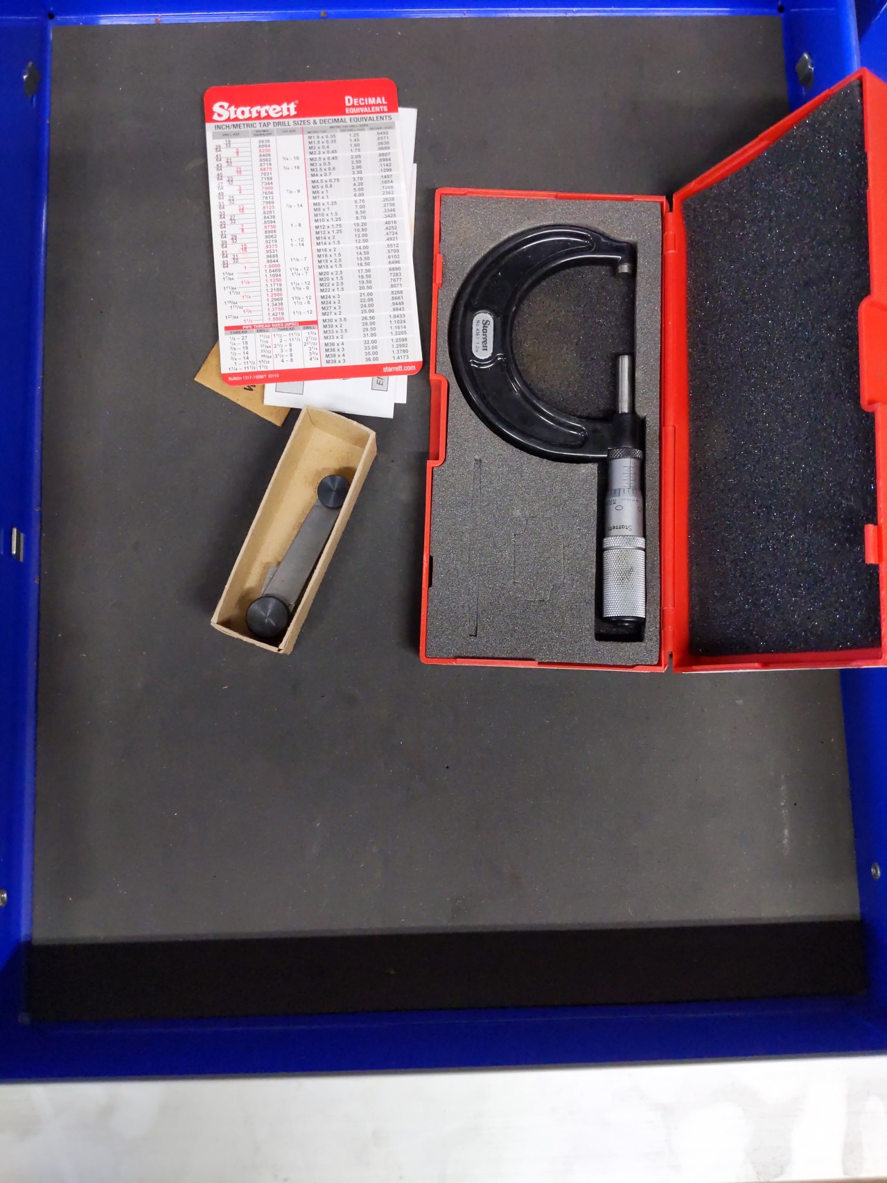 Westward tool box with Starret measuring/ Calibration tools