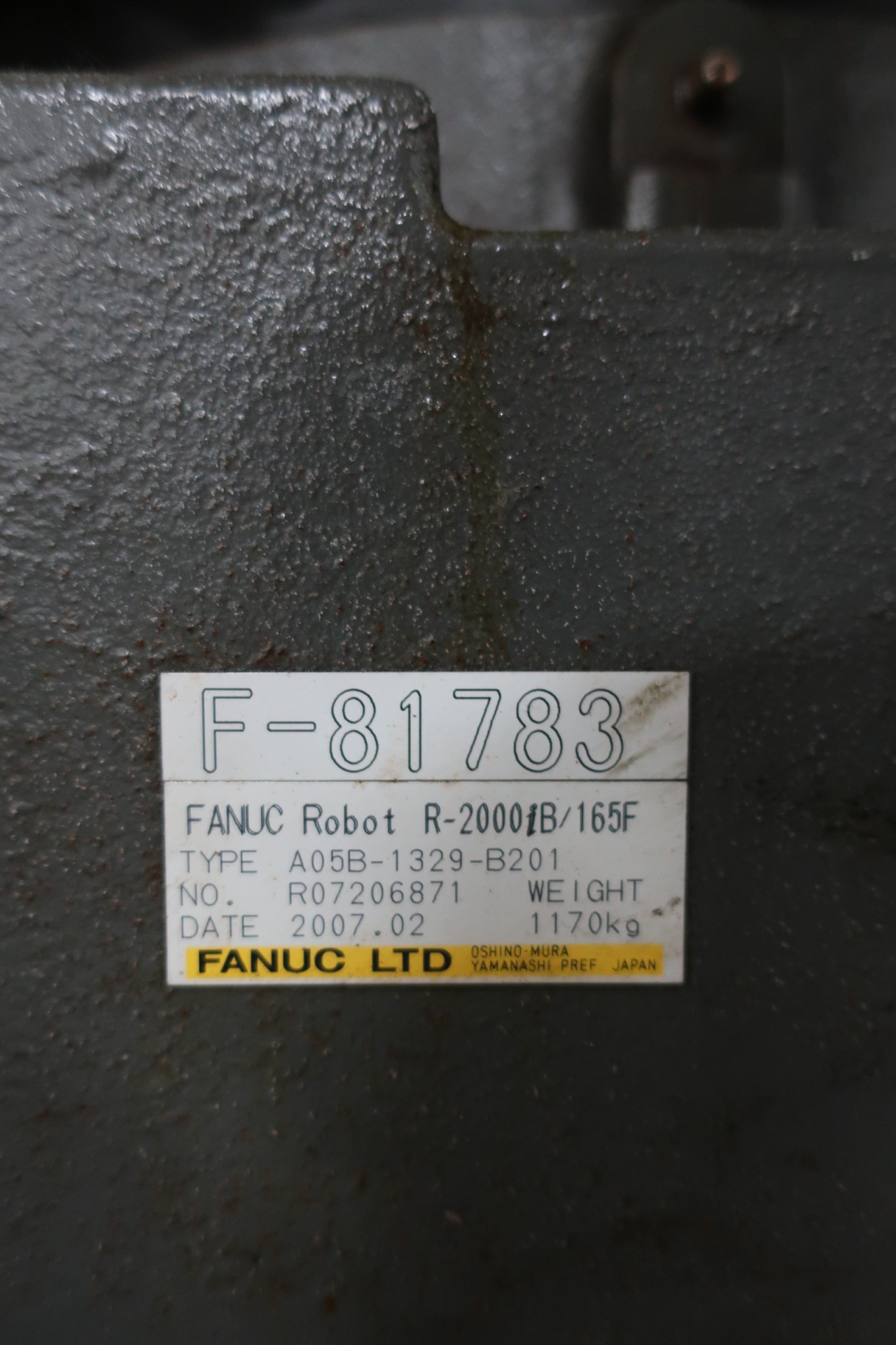 FANUC R-2000IB ROBOT 165F TYPE A05B-1329-B201 COMPLETE ASSEMBLY For ...