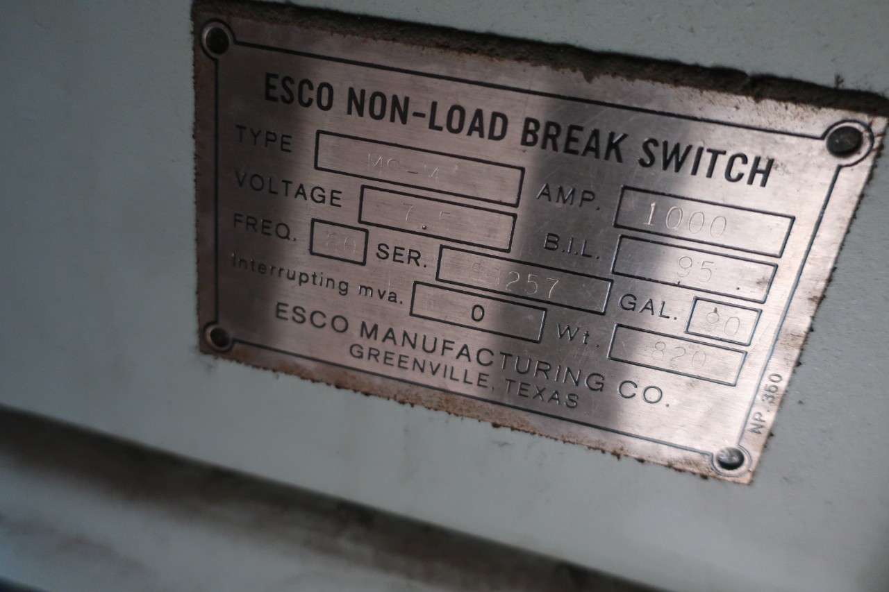 Esco Ms-M Non-Load Break Switch 1000A Amp