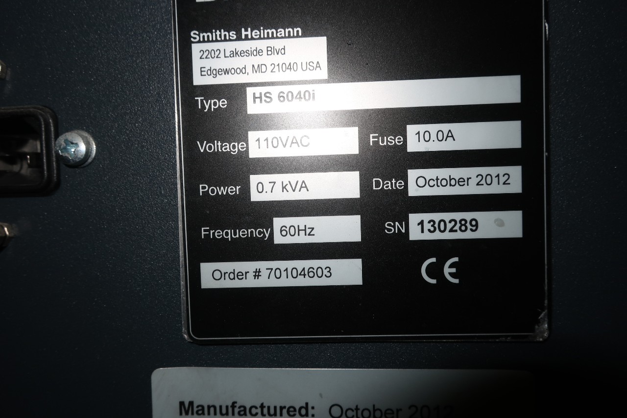 SMITHS DETECTION HEIMANN X-RAY TECHNOLOGY HS 6040i For Sale | Aucto