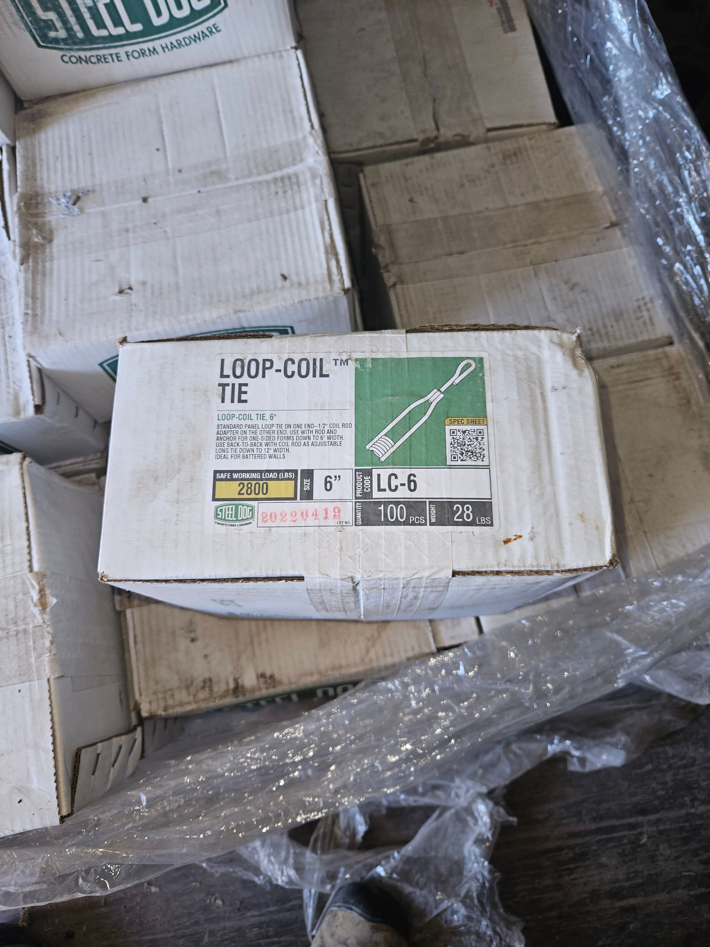 PALLET OF 6" LOOP COIL TIE BOXES