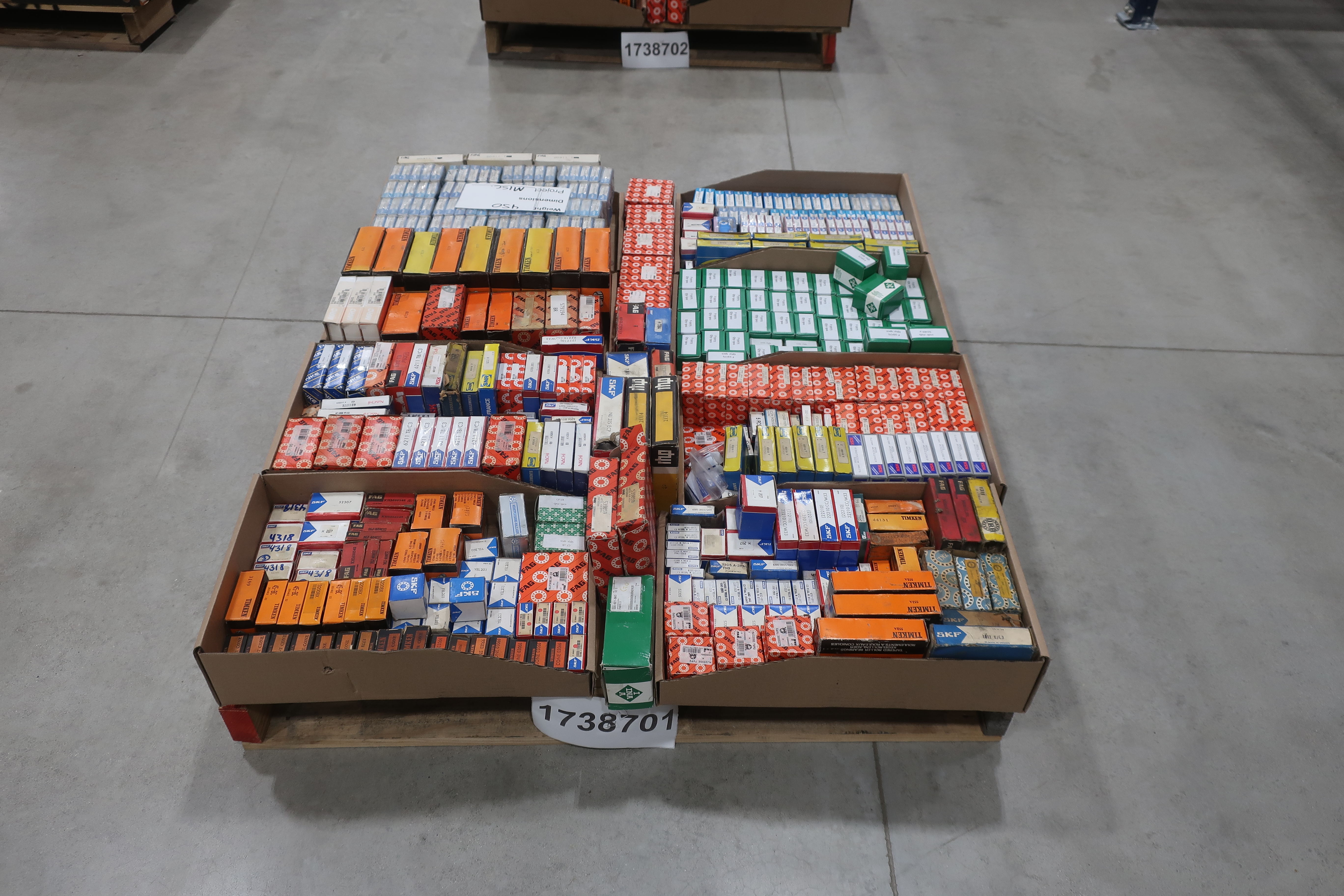 SKU 1738701 - PALLET OF ASSORTED BEARINGS, TIMKEN, FAG, INA, NKE, SNR ...