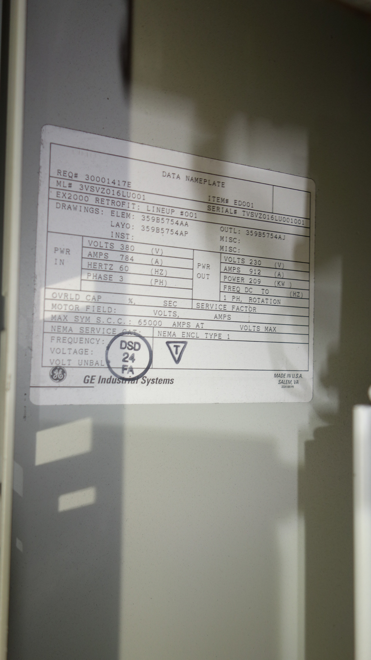 GE INDUSTRIAL EX2000 EXCITATION SYSTEM EXCITER For Sale | Aucto