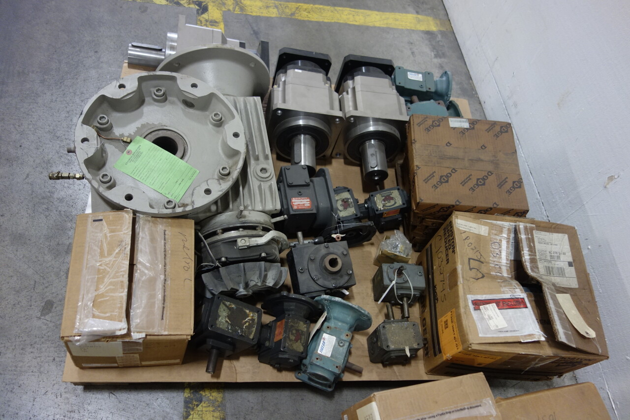 2 PALLETS OF ASSORTED GEAR REDUCERS PARTS AND ACCESSORIES