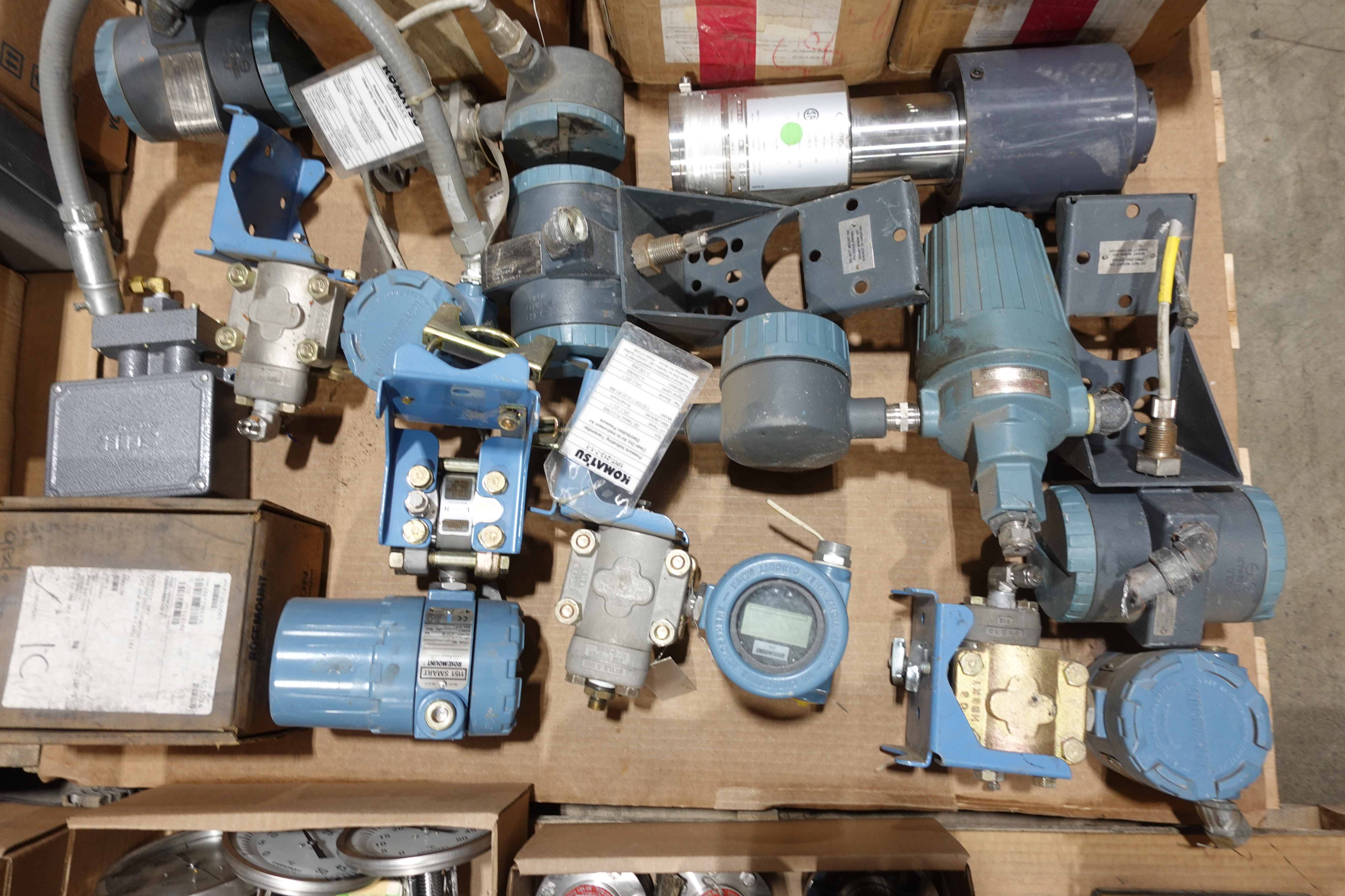 4 PALLETS OF ASSORTED INSTRUMENTATION, METERS, GAUGES, SWITCHES AND ...