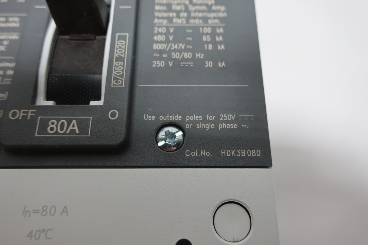 SIEMENS HDK3B080 THERMAL MAGNETIC 3P 80A AMP 480V-AC MOLDED CASE ...
