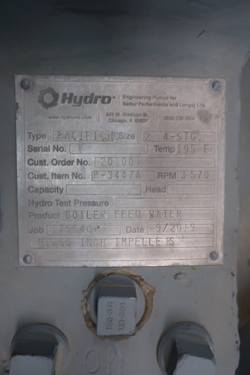 HYDRO BOILER FEED WATER PUMP