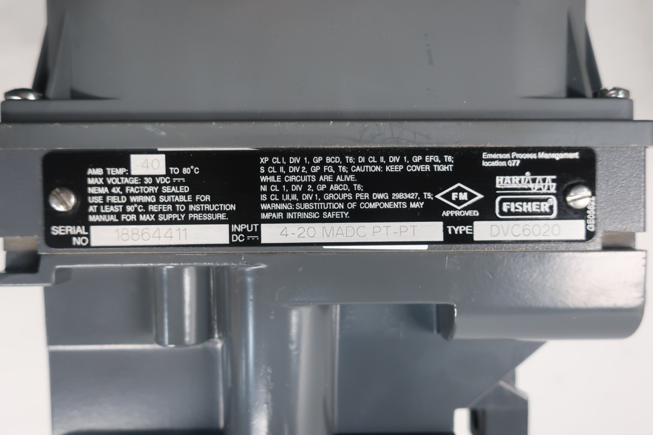 FISHER DVC6020 FIELDVUE 30V-DC ELECTRO-PNEUMATIC VALVE POSITIONER For ...