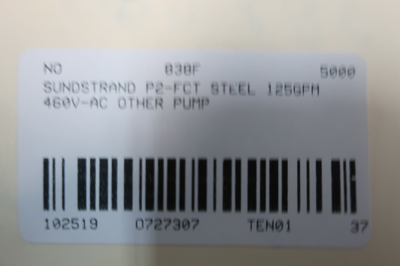 SUNDSTRAND P2-FCT STEEL 125GPM 60HP 460V-AC OTHER PUMP
