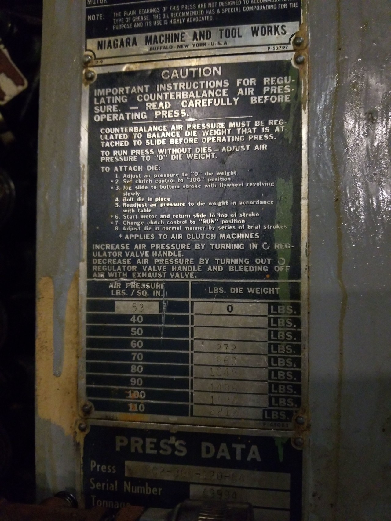 Niagara SC2-300-120-6 Mechanical Straight Side Press 300 Ton For Sale ...