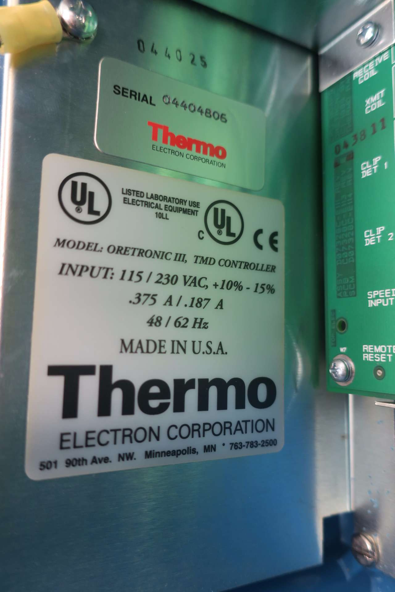 THERMO RAMSEY 060095 ORETRONIC III TRAMP METAL DETECTOR 115/230V-AC ...