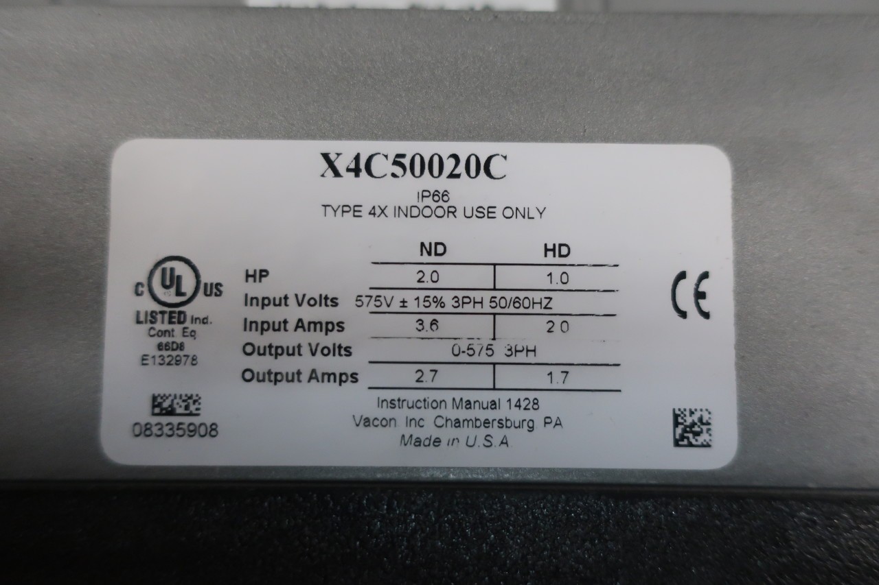 VACON X4C50020C AC VFD DRIVE 2HP