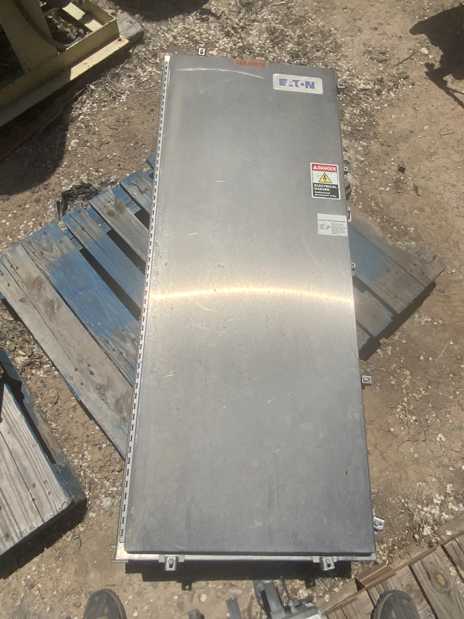 Bulk Lot of GE and Eaton Transformers, Breakers, Power Panelboard Enclosure