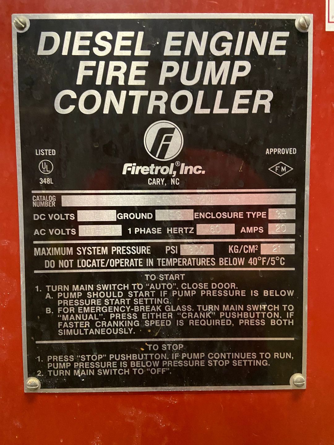 1995 CUMMINS 359 CID 5.9L SERIES 403 DIESEL ENGINE FIRE PUMP SYSTEM